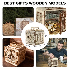 Puzzle Safe Wood Model Kits for Adults, Wooden Puzzle Treasure Box 225 ...