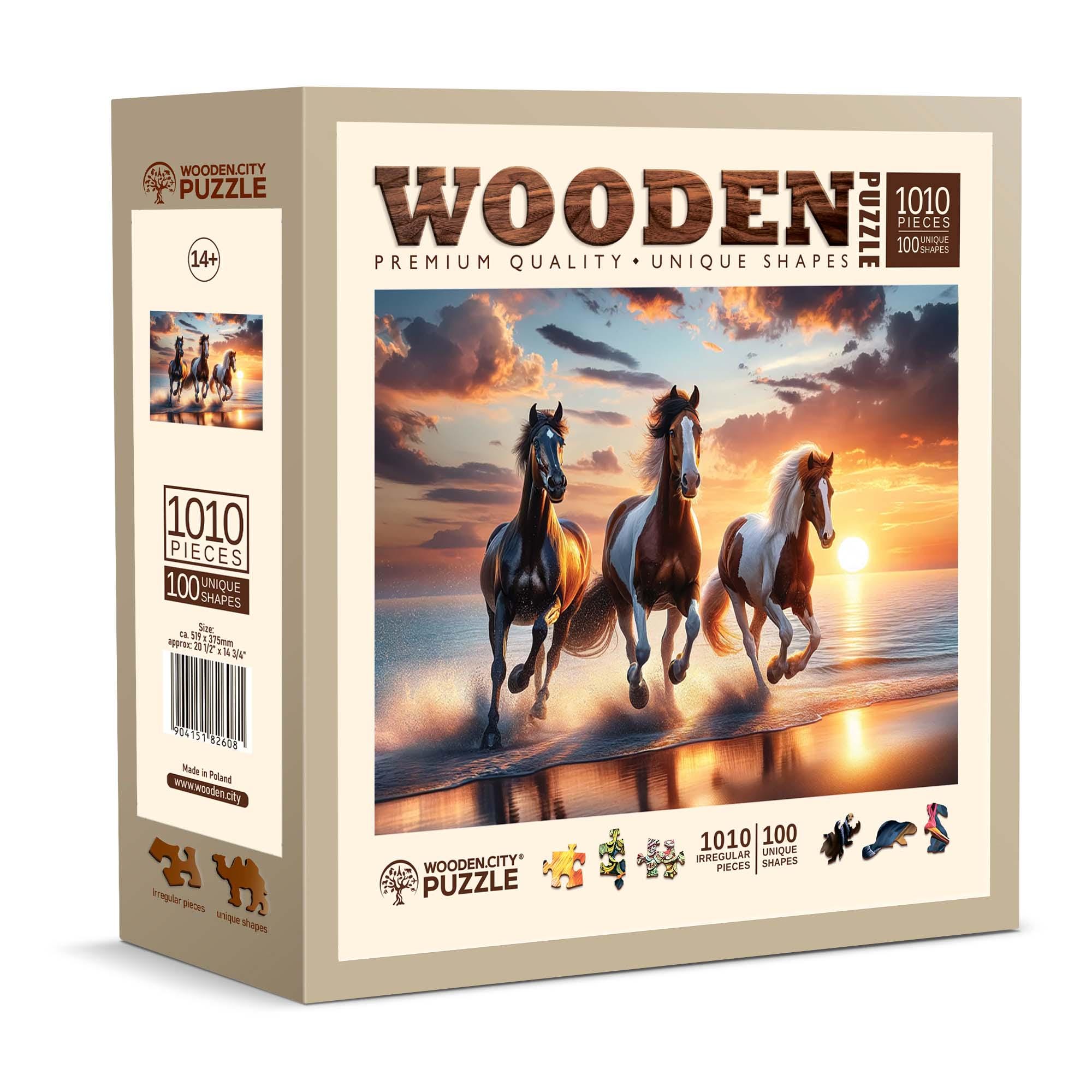 Wooden Puzzle "wild Horses on the Beach" 1000 Pieces - Unique Unusual ...