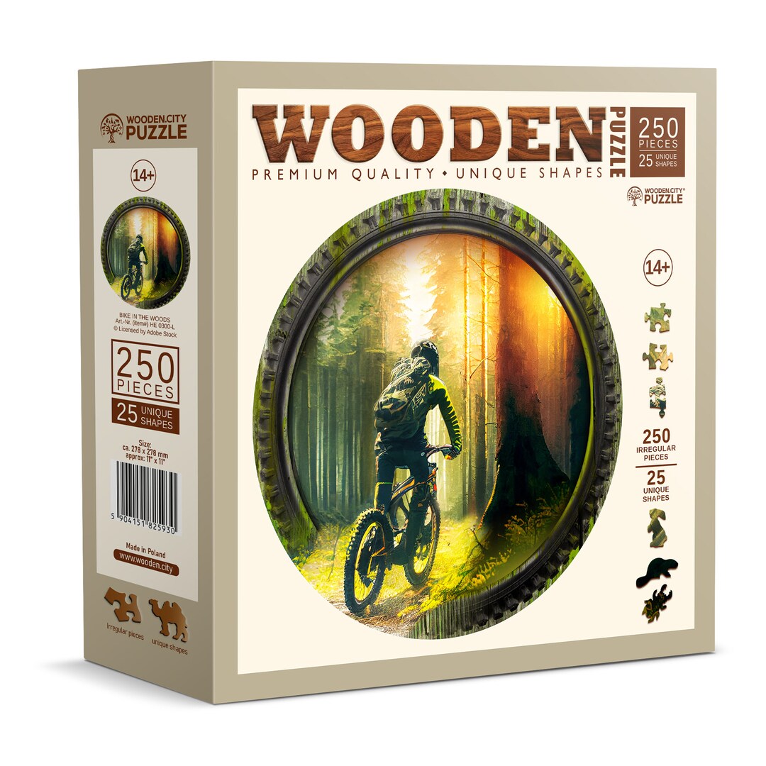 Wooden Puzzle Bike in the Woods 250 Pieces - Unique Unusual Jigsaw ...