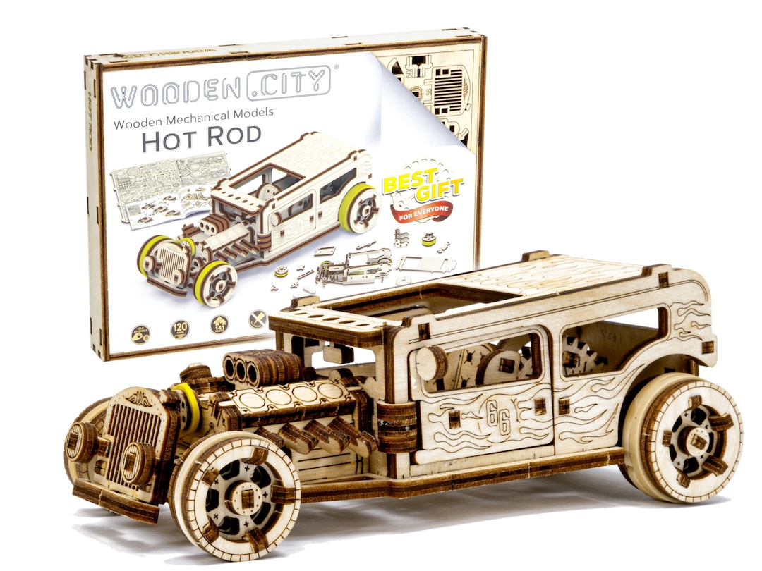 Puzzle 3D "hot Rod" DIY Wooden Vintage Cars Model Kits Adults Build ...