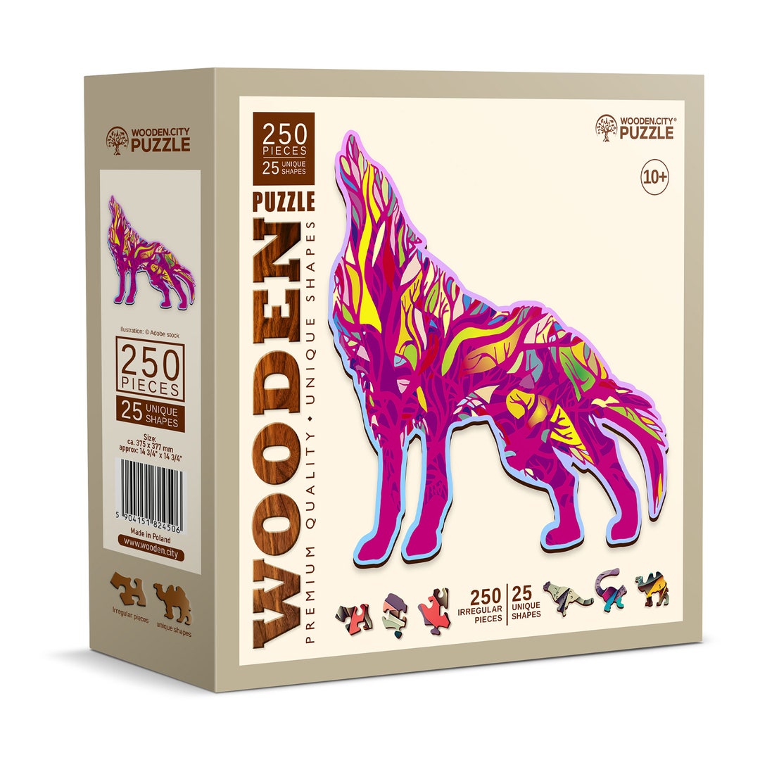 Wooden Puzzle Howling Wolf 250 Pieces - Unique Unusual Jigsaw Puzzles ...