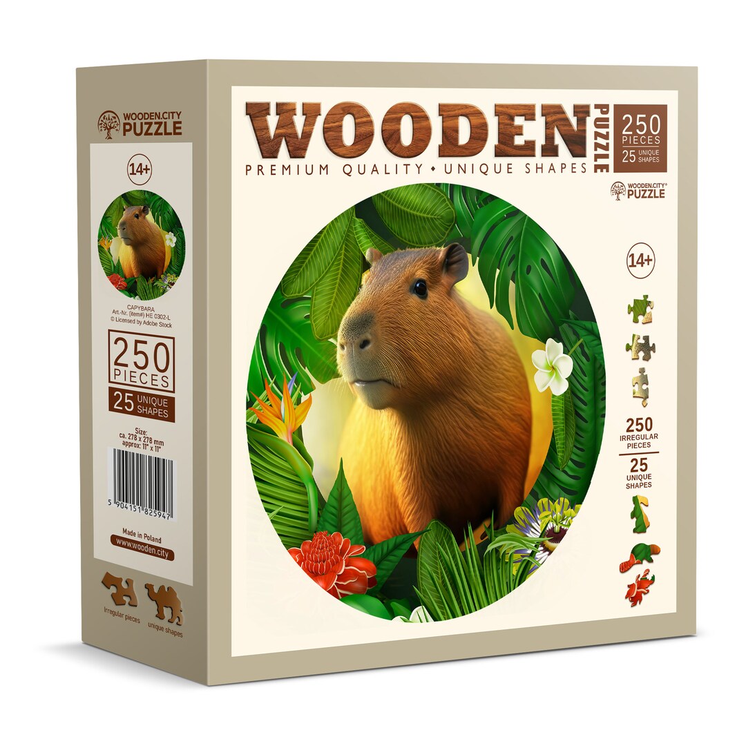 Wooden Puzzle Capybara 250 Pieces Unique Unusual Jigsaw Puzzles With ...