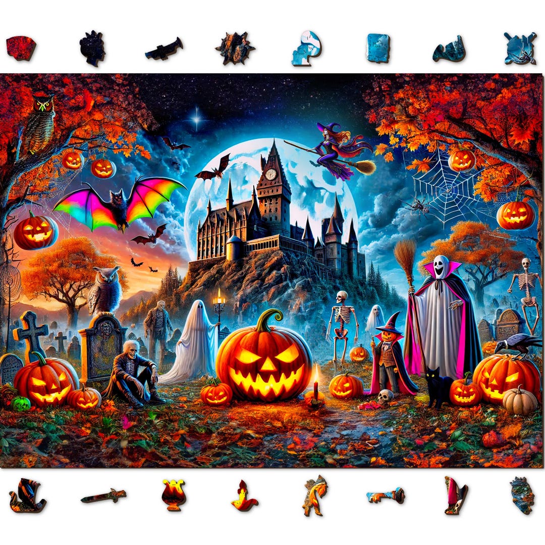 Halloween Castle - Wooden Puzzle - 1000 Piece Wooden Puzzle - Unique ...