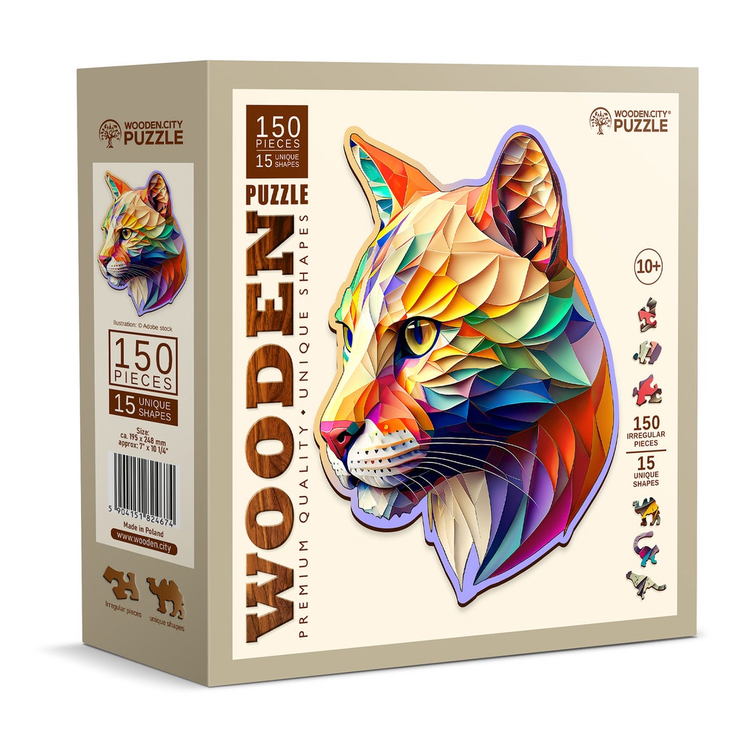Wooden Puzzle Gaudy Cougar 150 Pieces - Unique Unusual Jigsaw Puzzles ...