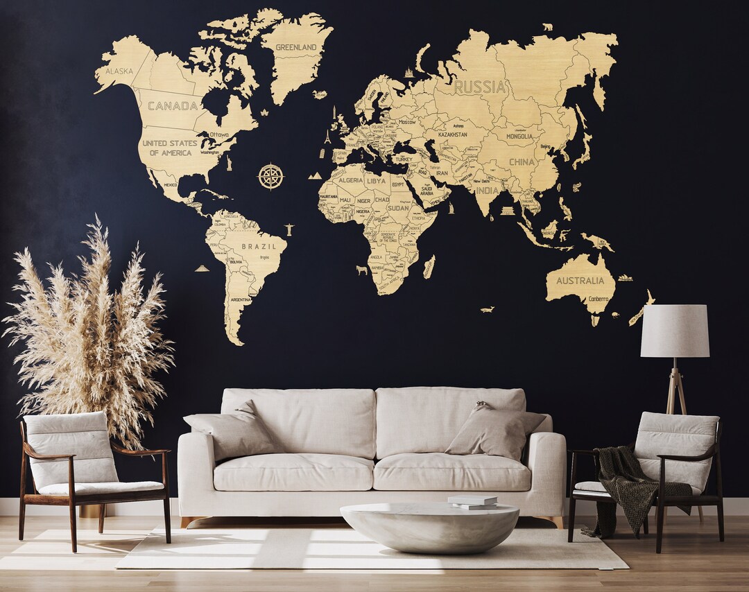 Wooden World Map 200 Cm X 120 Cm by Wooden.city - Etsy