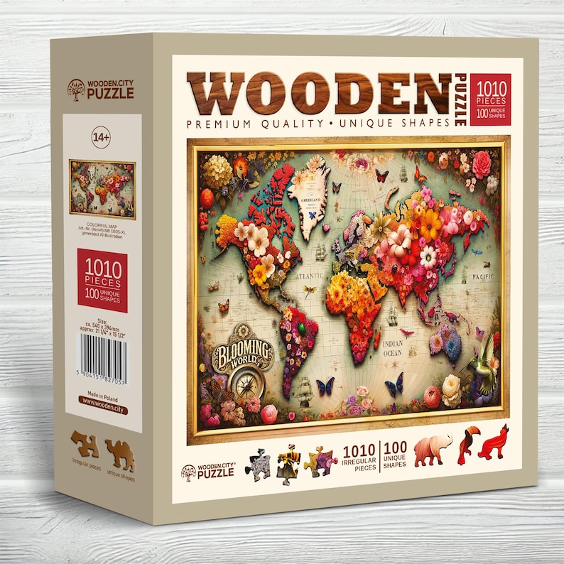 Wooden Puzzle Colorful Map 1000 Pieces - Unique Unusual Jigsaw Puzzles ...