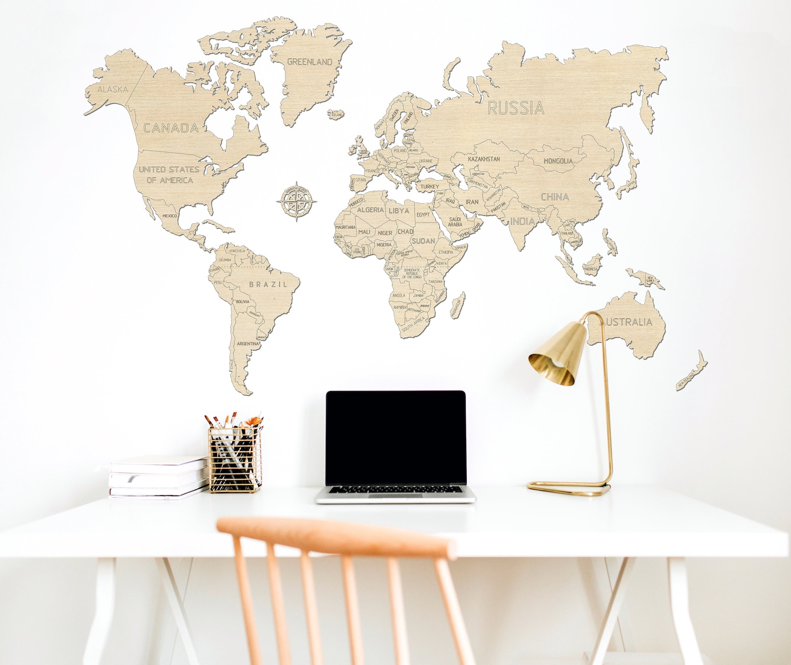 Wooden World Map in Wall Decor by WOODEN.CITY | Gift Map of the World ...