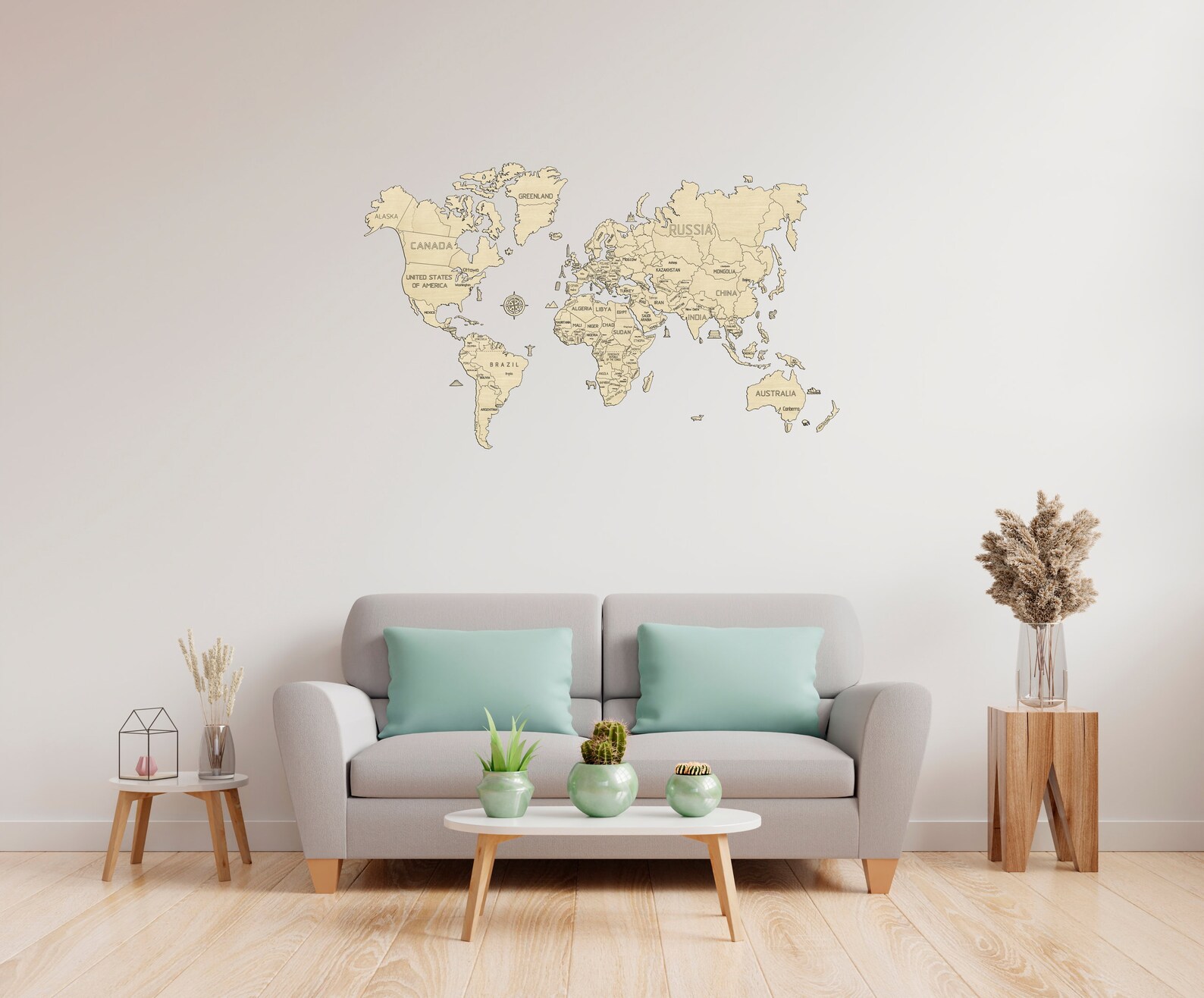 Wooden World Map in Wall Decor by WOODEN.CITY | Gift Map of the World ...