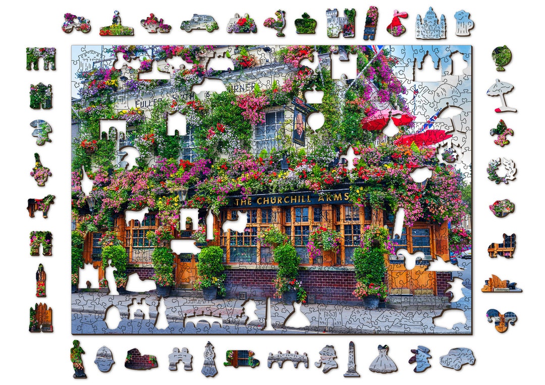 Wooden Jigsaw Puzzle "london Pub" 500 Pcs Unique Kids Adults Flower ...