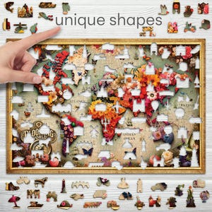 Wooden Puzzle Colorful Map 1000 Pieces - Unique Unusual Jigsaw Puzzles ...