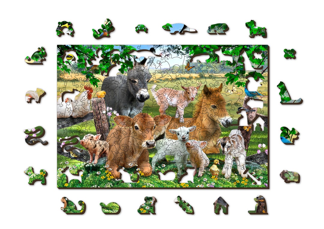 Wooden Jigsaw Puzzle "farm Kindergarten" 200 Pcs Farming Animal Kids ...