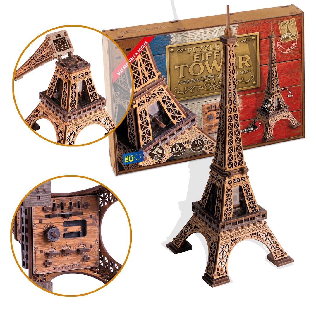 Escape Puzzle Box Eiffel Tower | 3D Wooden Mechanical Model | Secret ...