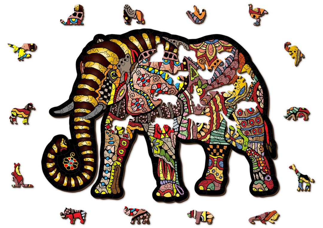 Wooden Jigsaw Puzzle "magic Elephant" 150, 250 Psc Unique Unusual ...