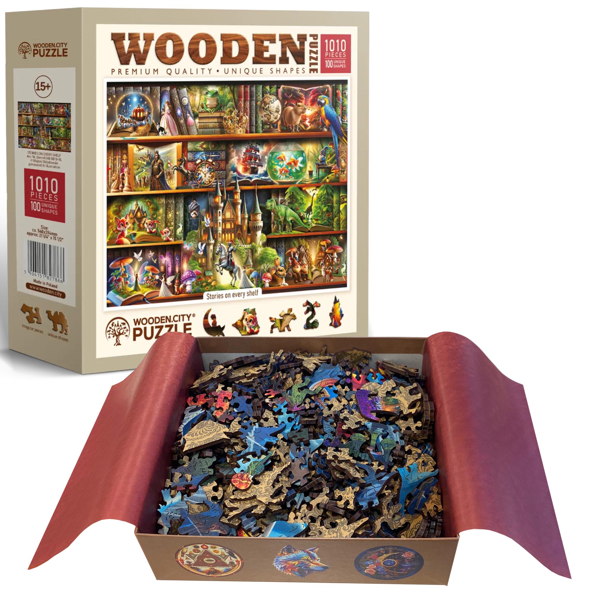 Wooden Jigsaw Puzzle “stories on Every Shelf” – 1000 Piece Wooden ...