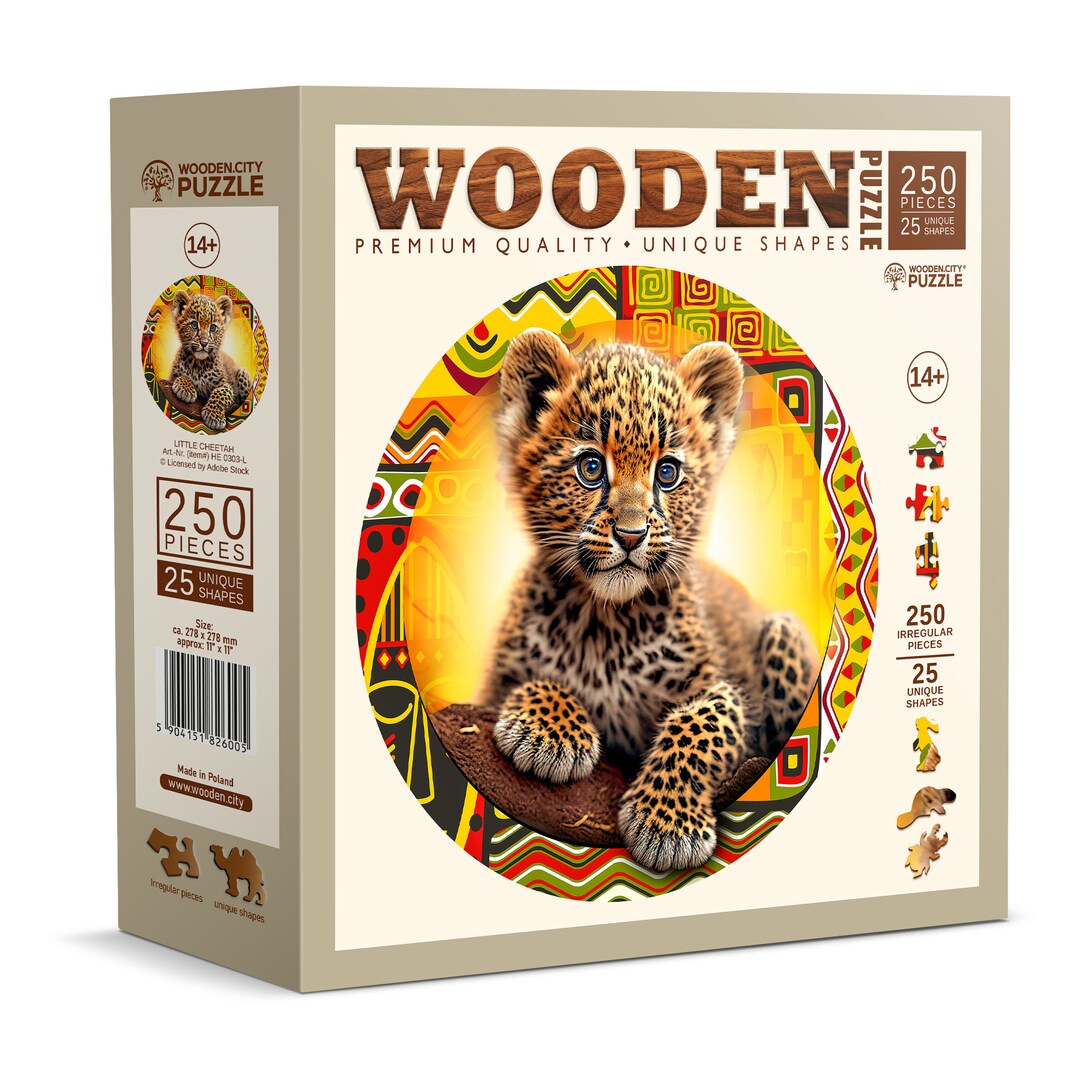 Wooden Puzzle Cute Little Leopard 250 Pieces - Unique Unusual Jigsaw ...
