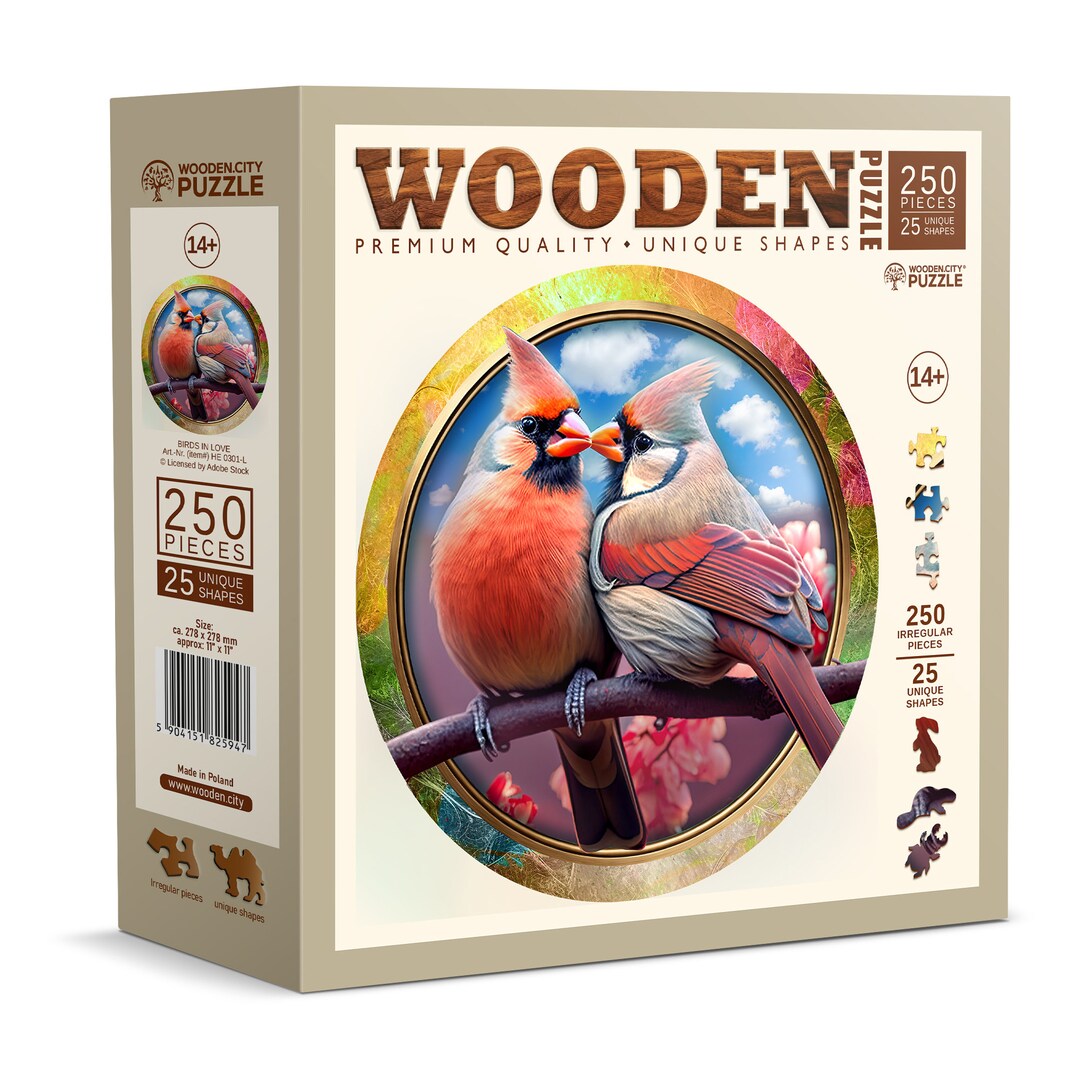 Wooden Puzzle Birds in Love 250 Pieces - Unique Unusual Jigsaw Puzzles ...