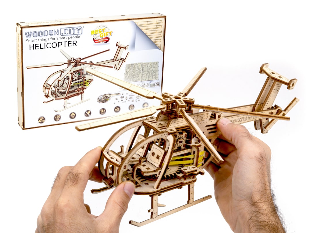 Puzzle 3D "helicopter" Wooden Model Kits for Adults to Build - Aircraft ...