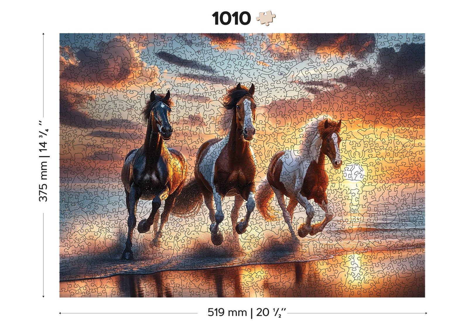 Wooden Puzzle "wild Horses on the Beach" 1000 Pieces - Unique Unusual ...