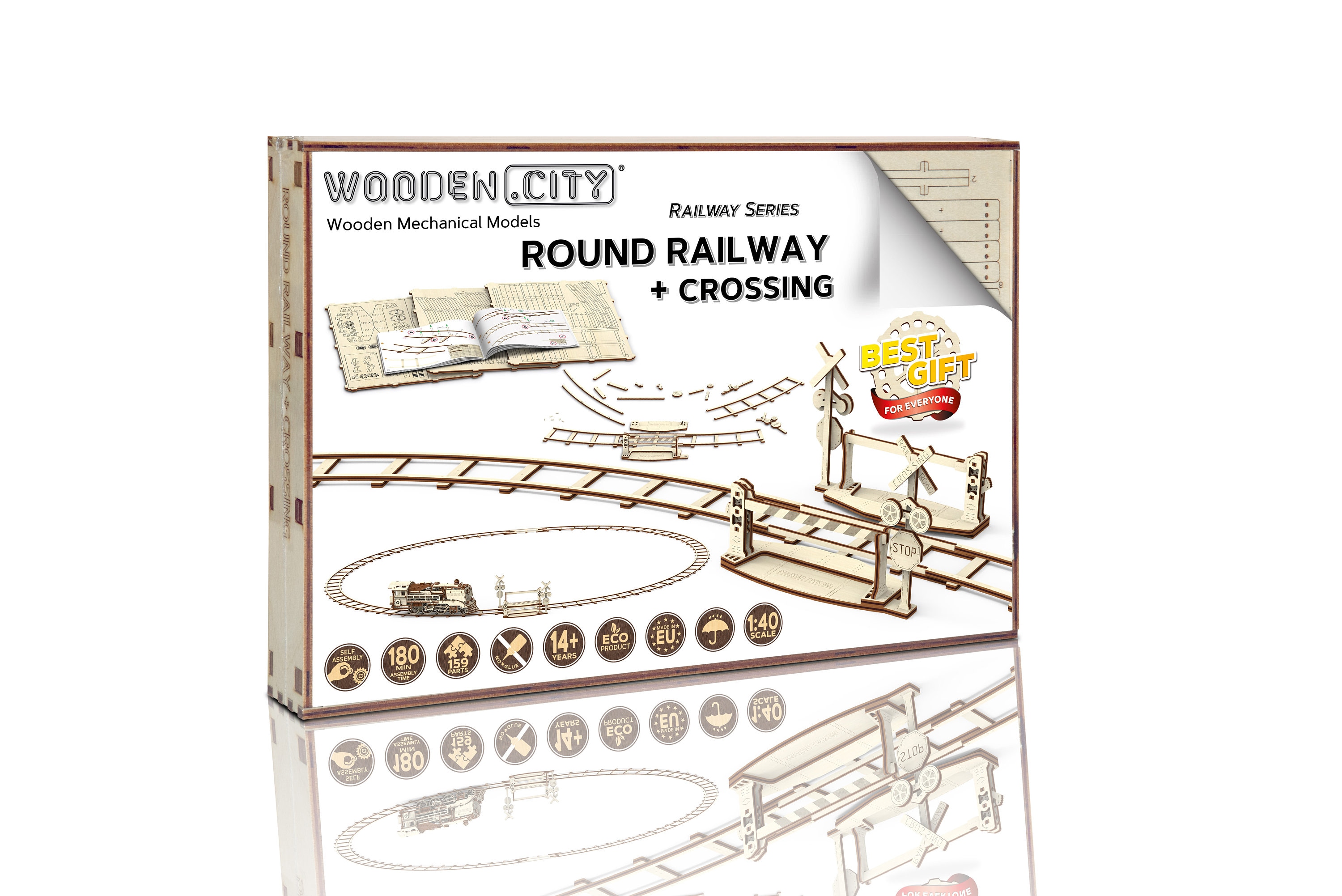 Puzzle 3D "round Railway + Crossing" DIY Wooden Model Kits for Adults ...