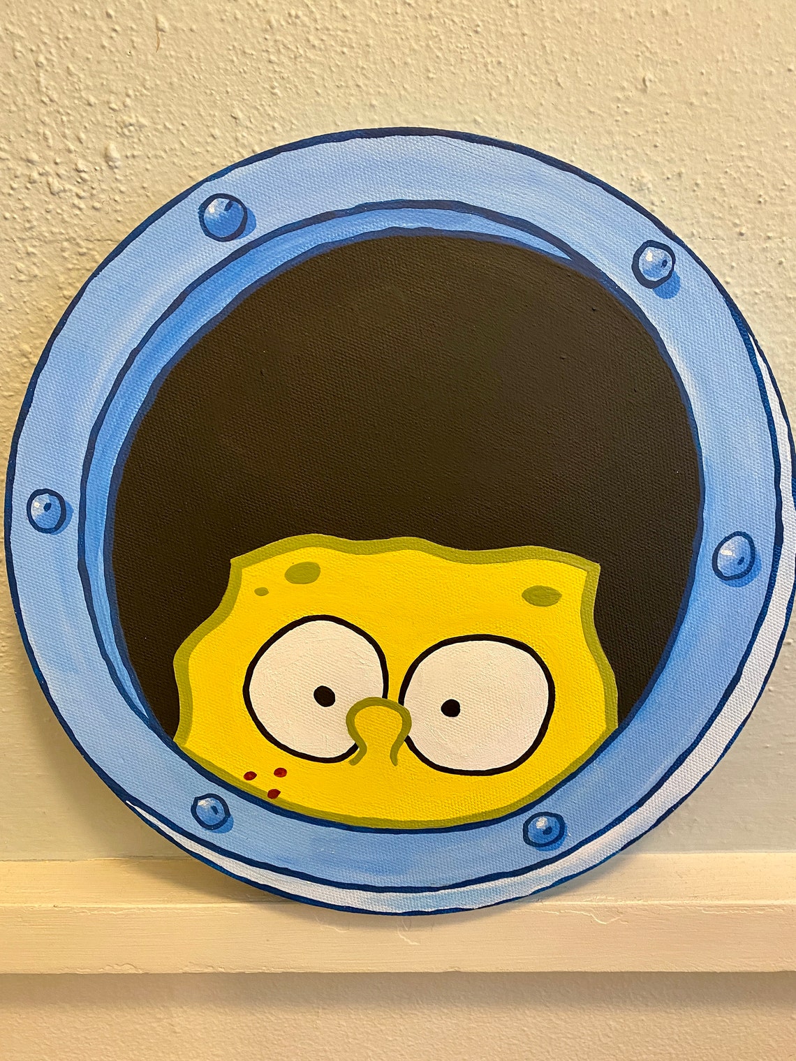 Spongebob Peeking Out Porthole Window - Painting - Etsy