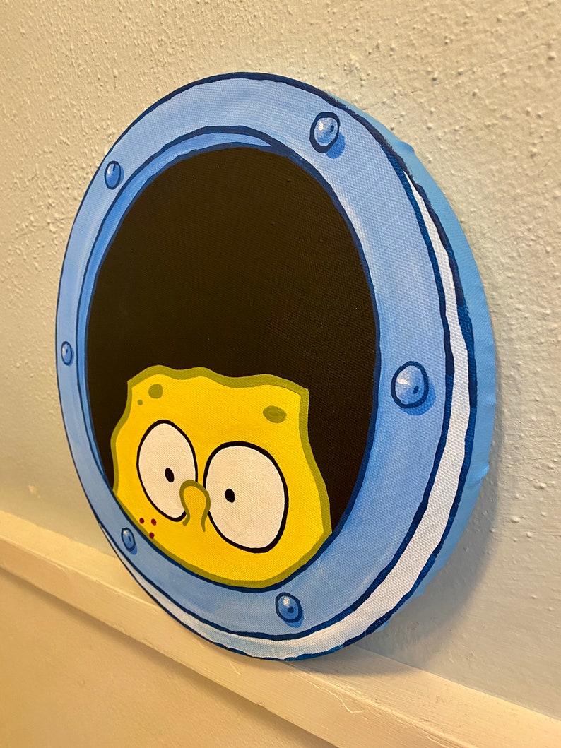 Spongebob Peeking Out Porthole Window - Painting - Etsy
