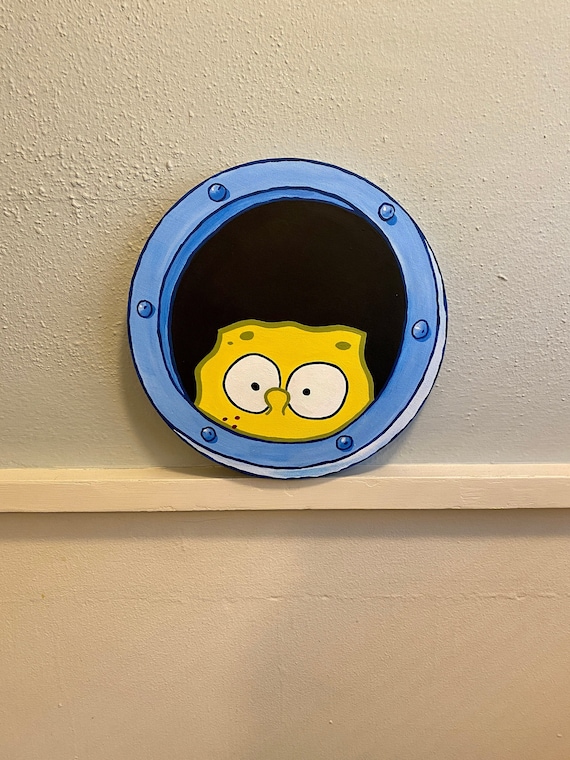 Spongebob Peeking Out Porthole Window Painting - Etsy