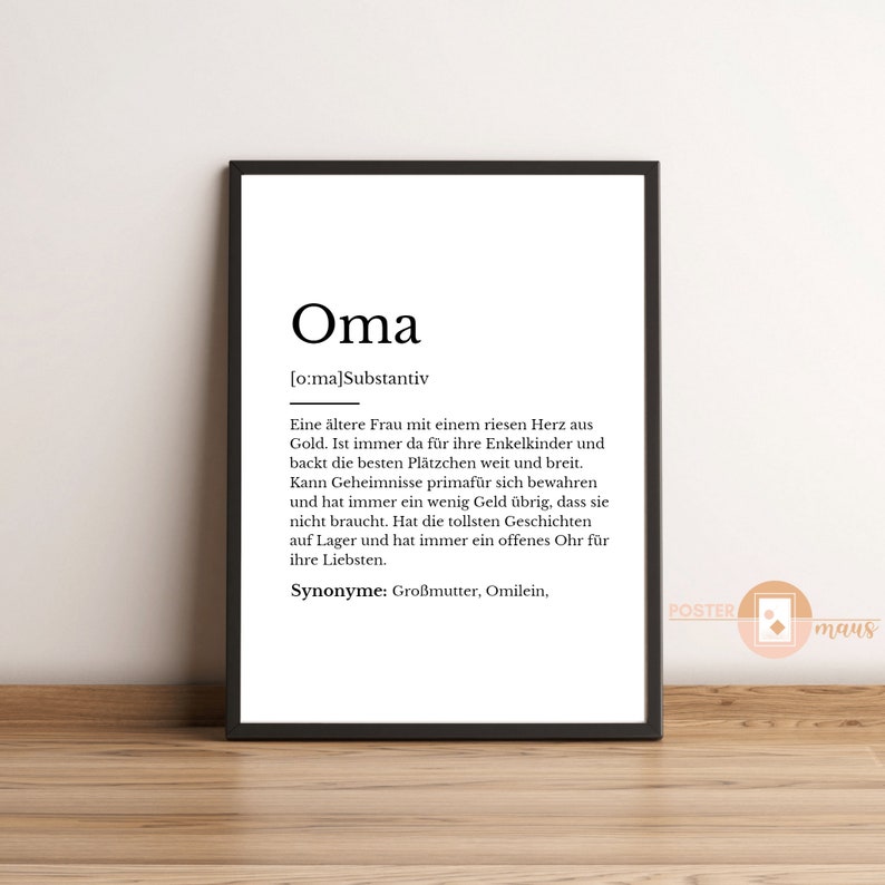Best OMA Customizable Definition Poster Grandma Gift for - Etsy