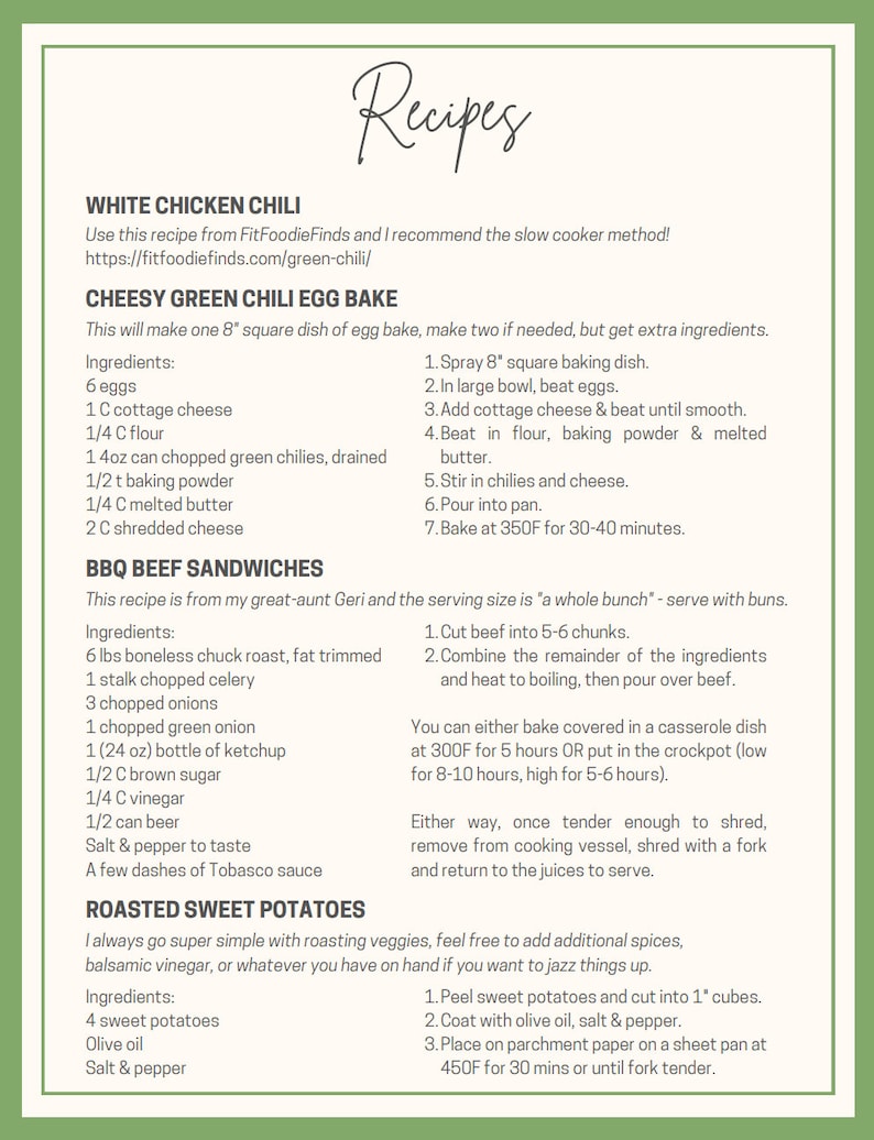 Guests for the Weekend Meal Planner - Menu, Grocery List, Recipes, and ...