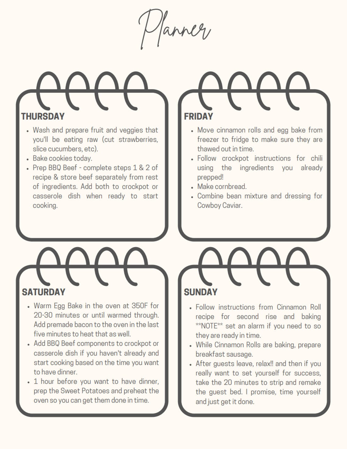 Guests for the Weekend Meal Planner - Menu, Grocery List, Recipes, and ...