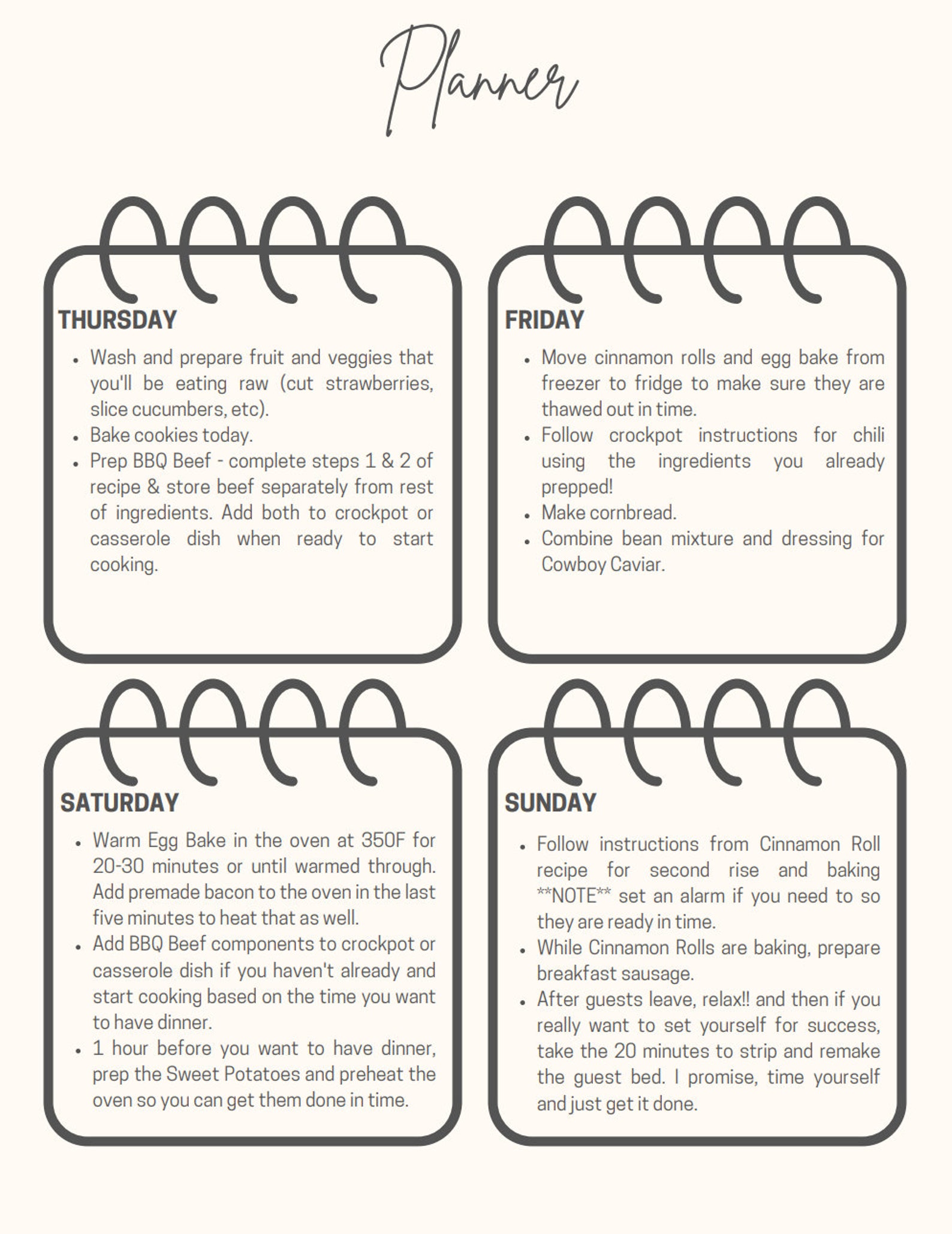 Guests for the Weekend Meal Planner - Menu, Grocery List, Recipes, and ...