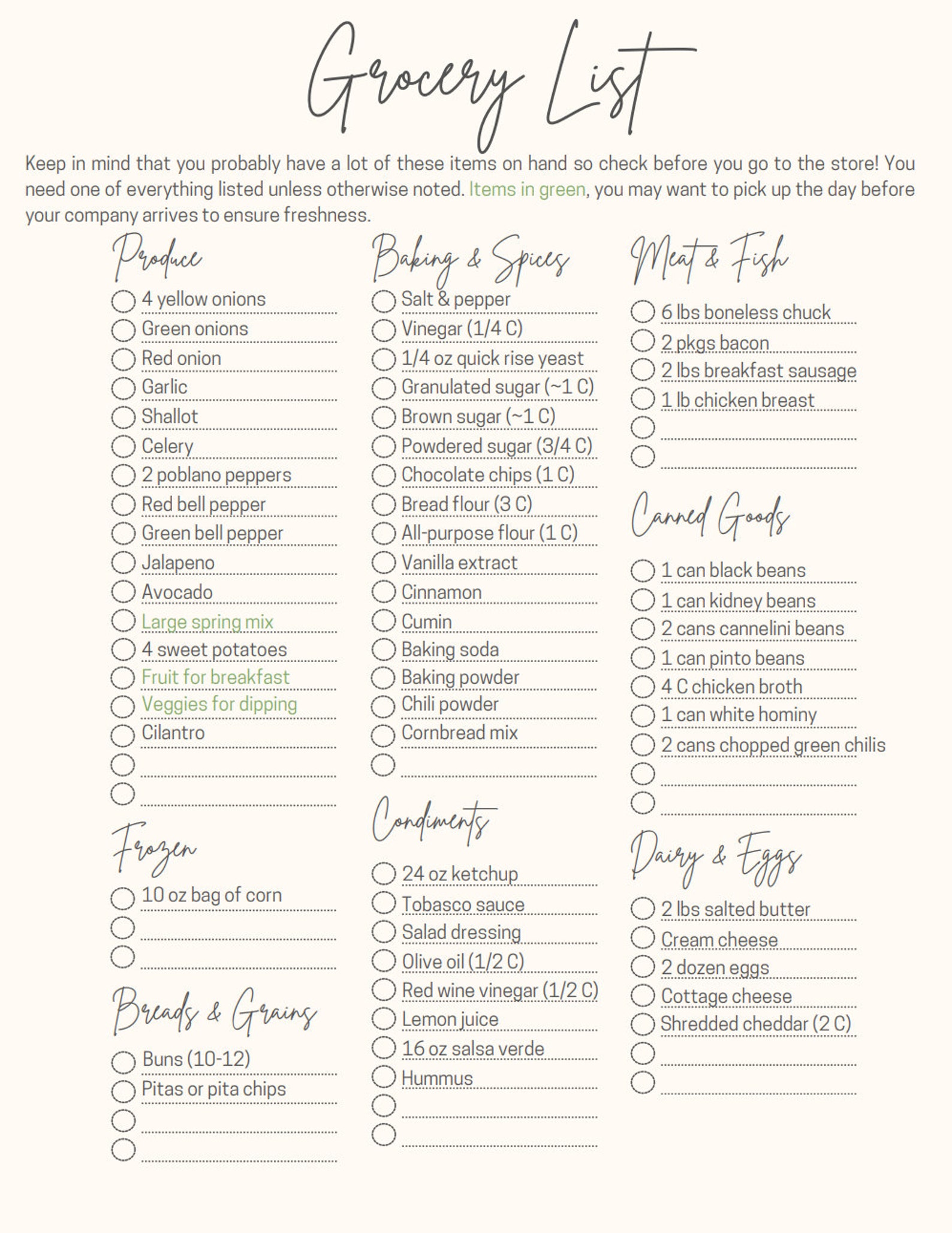 Guests for the Weekend Meal Planner - Menu, Grocery List, Recipes, and ...