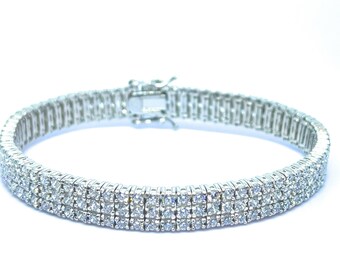 Three Row Tennis Bracelet - Etsy