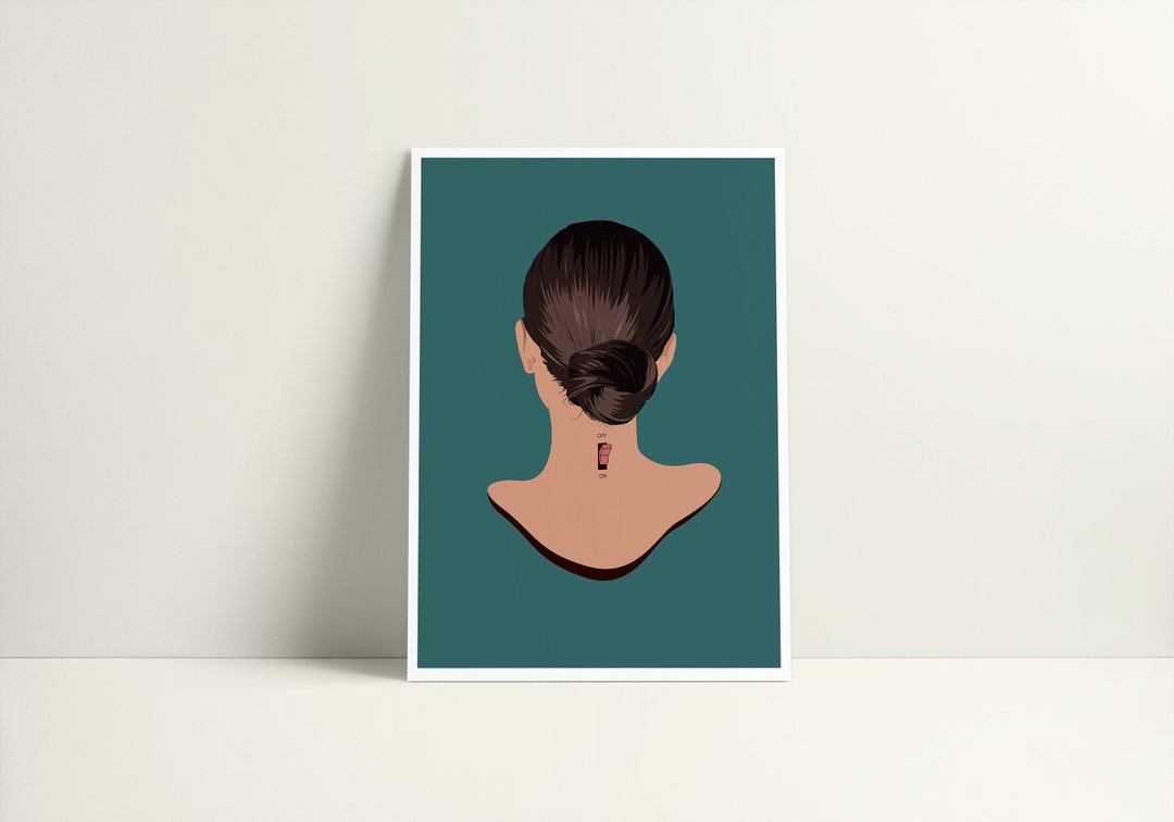 Turn off My Brain minimalist Illustration ON-OFF Woman - Etsy