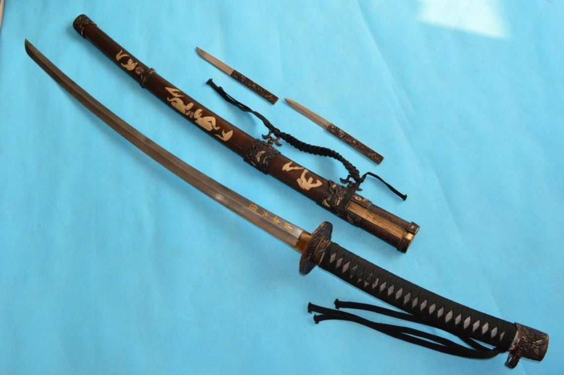 Vintage Japanese Sword Samurai Katana Old Signed Damascus | Etsy