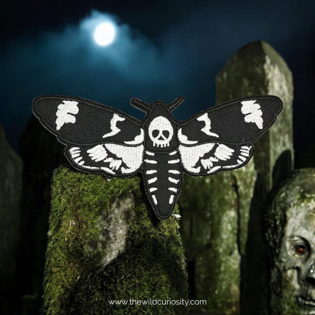 Death’s-head Hawk-moth Sew-on Patch | Embroidered Iron-on | Embroidery ...