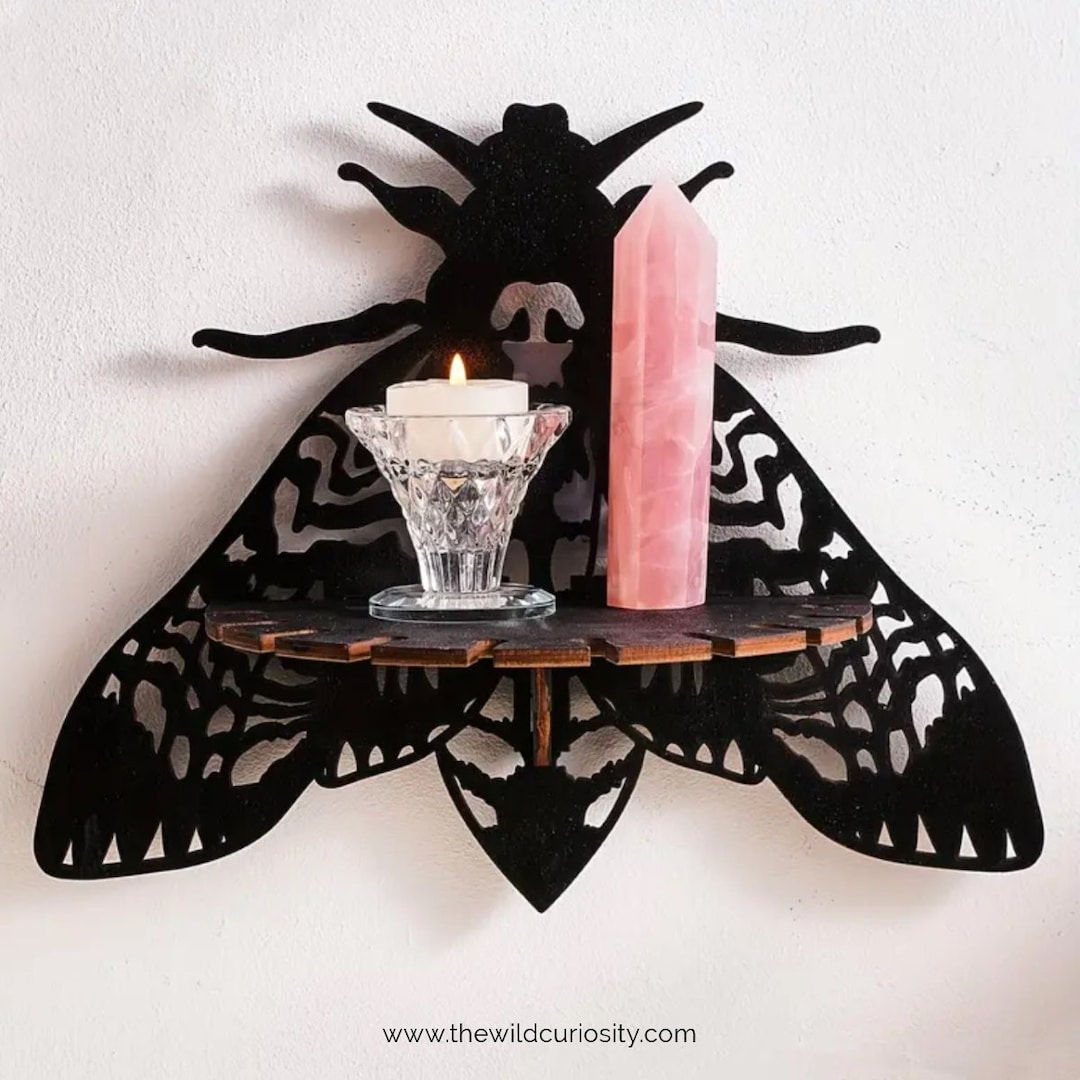 Wooden Death’s Head Hawkmoth Light Shelf | Wall Hanging | Home Decor ...