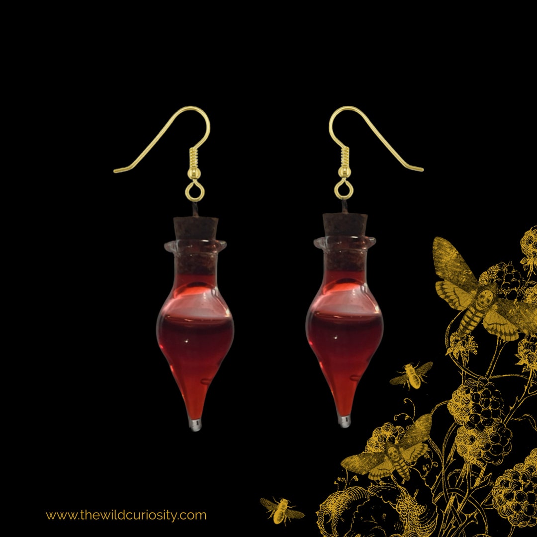 Blood Vial Drop Earrings | 1x Pair | Vampire | Handmade Halloween ...