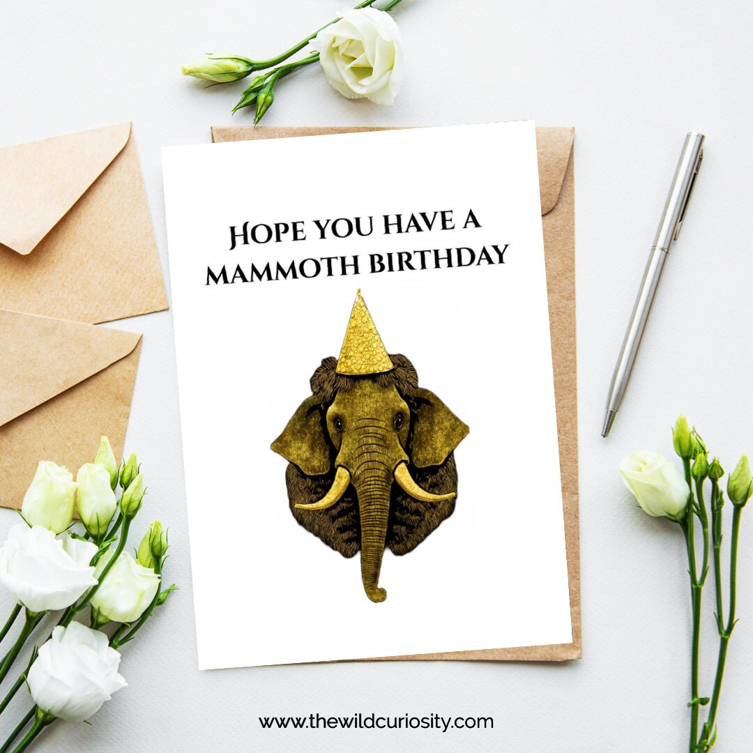 Hope You Have a Mammoth Birthday Card A6 Cards Ice Age Mammoth Gifts ...