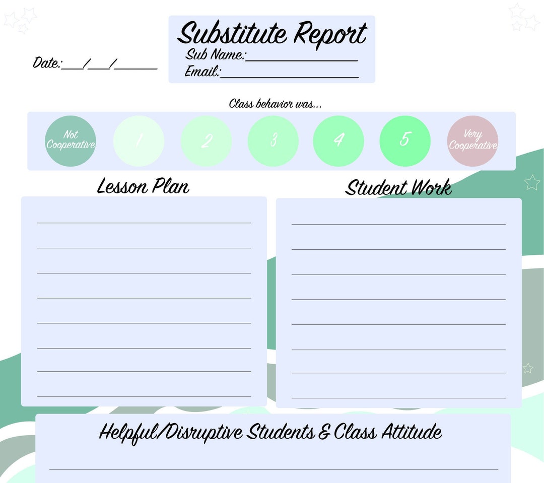 Substitute Teacher Report/elementary or High School Reports/sub Report ...