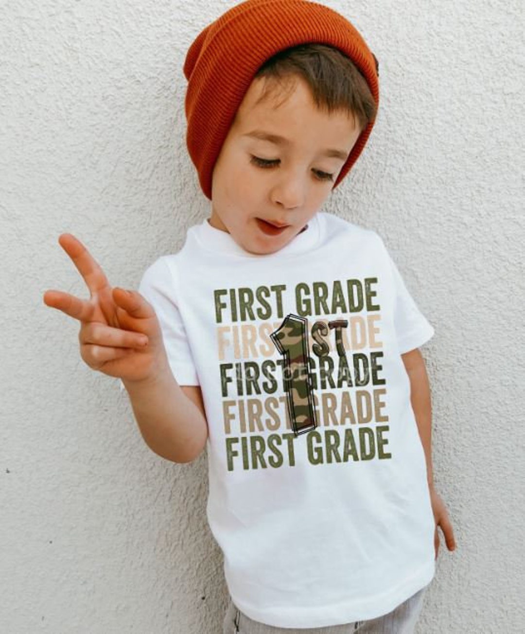 First Day of 1st Grade Boys Shirt, First Day of First Grade Camo Shirt ...