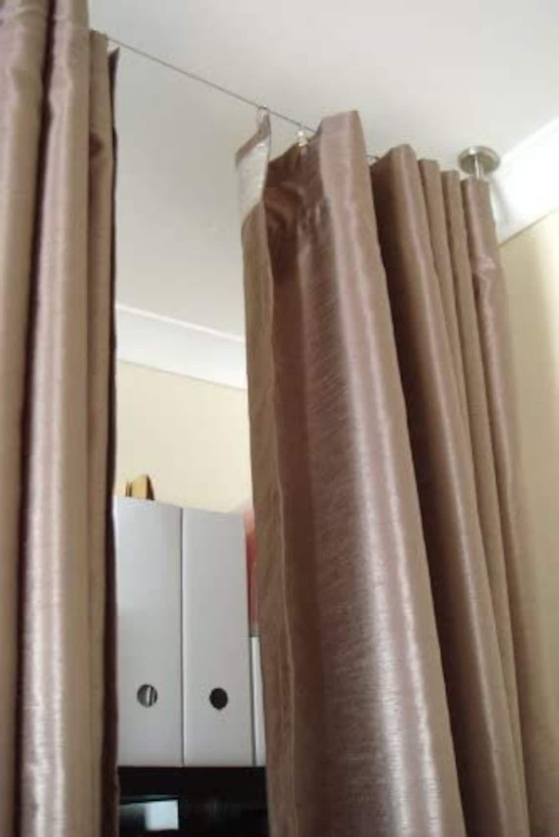 Window Decor Drapery Curtain Wire Rod Set 16.5 Feet Long With 24 Clips ...