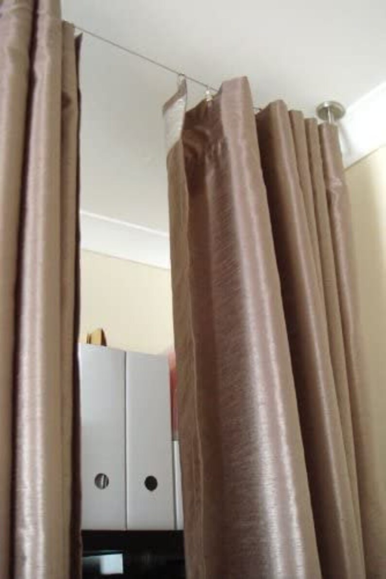 Window Decor Drapery Curtain Wire Rod Set 16.5 Feet Long With 24 Clips ...