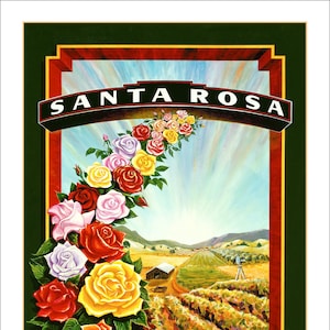 Santa Rosa Poster - Wine Country Posters & Art - Souvenir Travel Gift ...