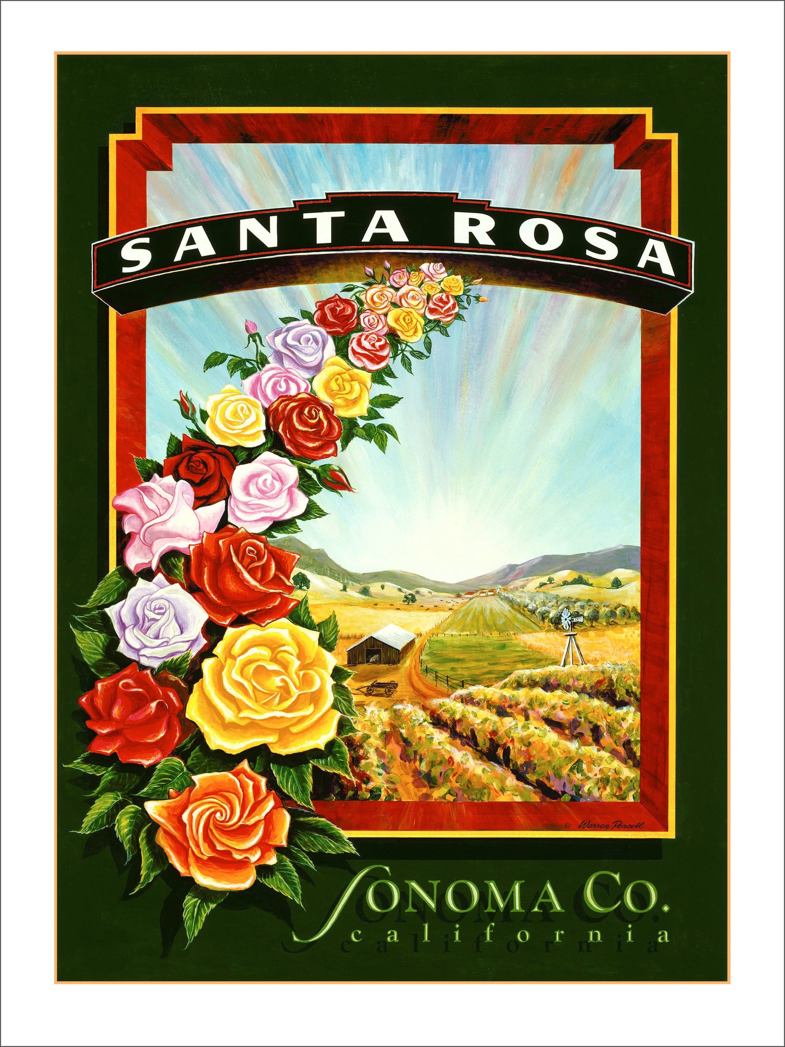 Santa Rosa Poster - Wine Country Posters & Art - Souvenir Travel Gift ...
