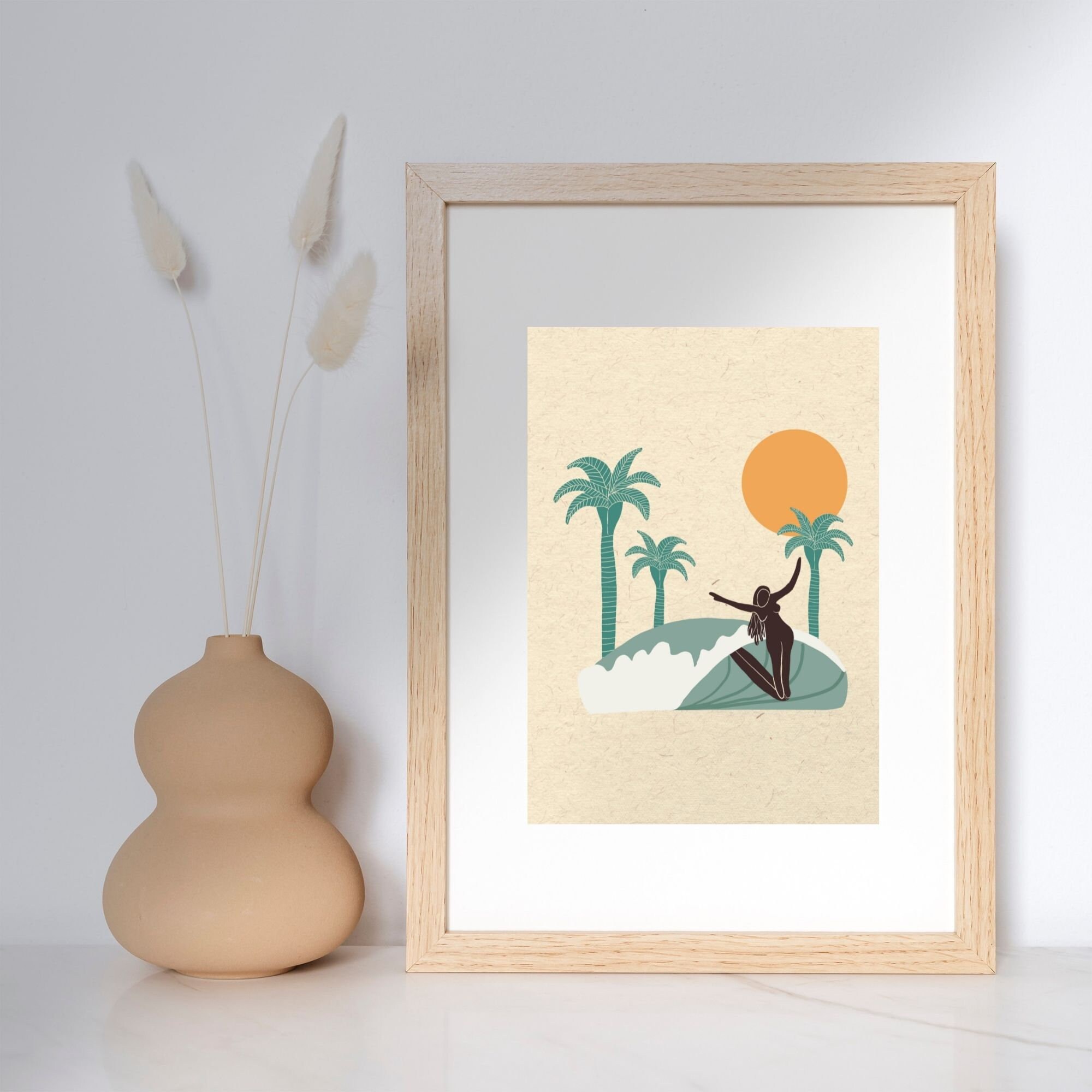 Surfing Girl Wall Art | Surfer Artwork | Home Decor Wall Art | Surfer ...