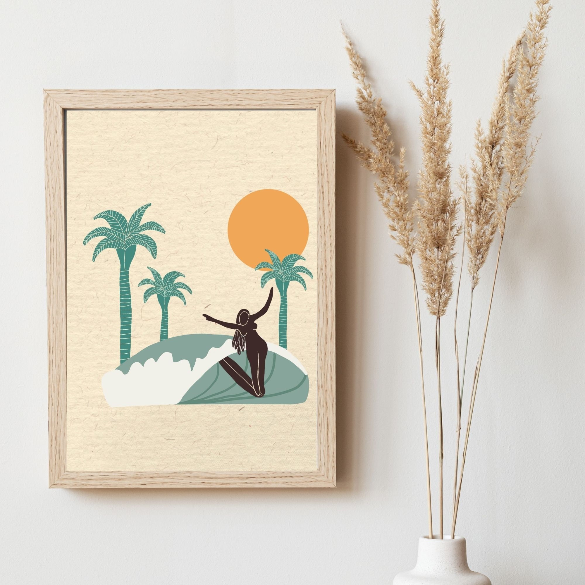 Surfing Girl Wall Art | Surfer Artwork | Home Decor Wall Art | Surfer ...