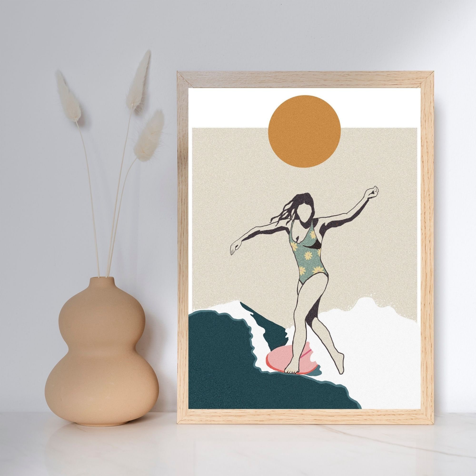 Surfer Girl Wall Art Sunshine Surfer Art Artwork Home Decor Wall Art ...