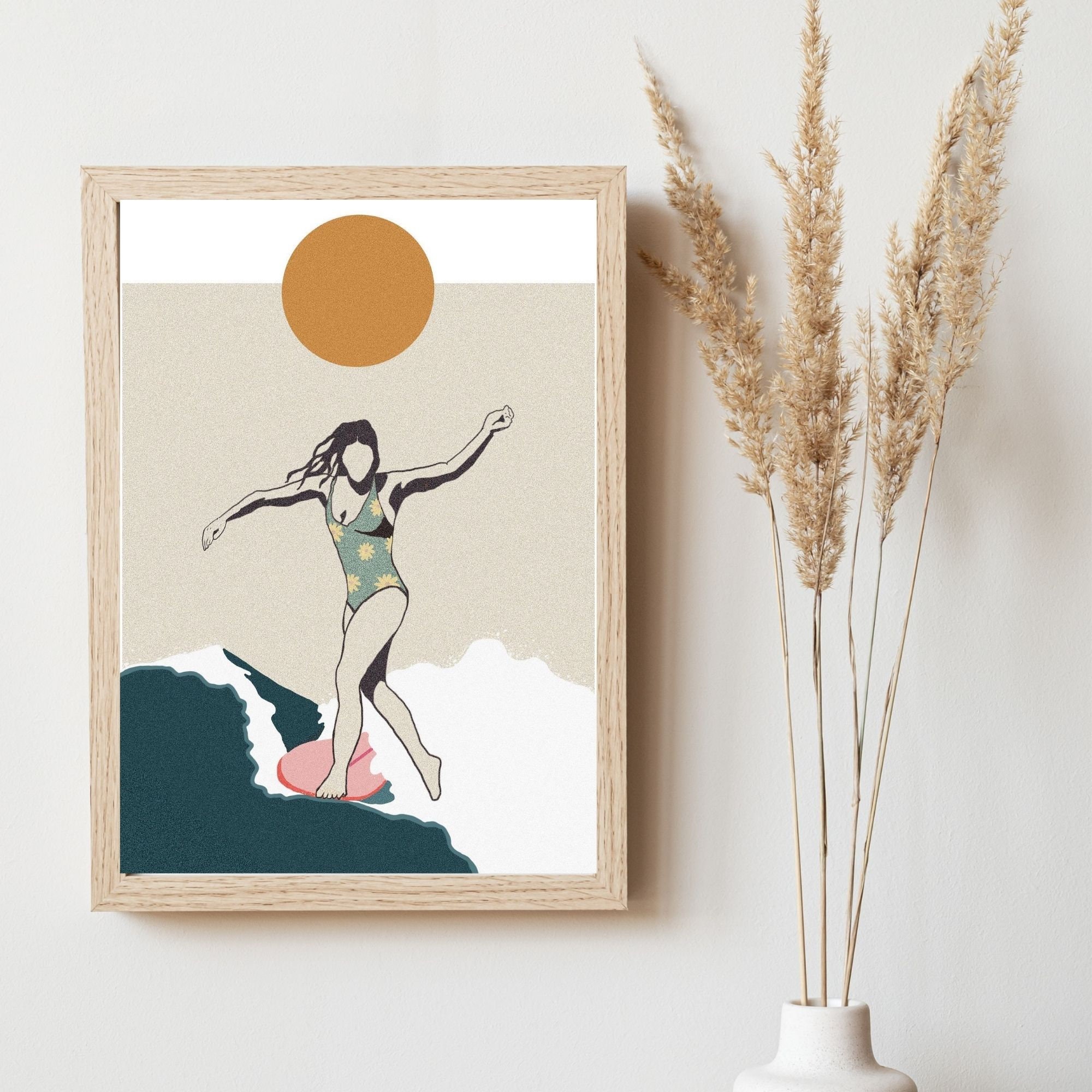 Surfer Girl Wall Art Sunshine Surfer Art Artwork Home Decor Wall Art ...
