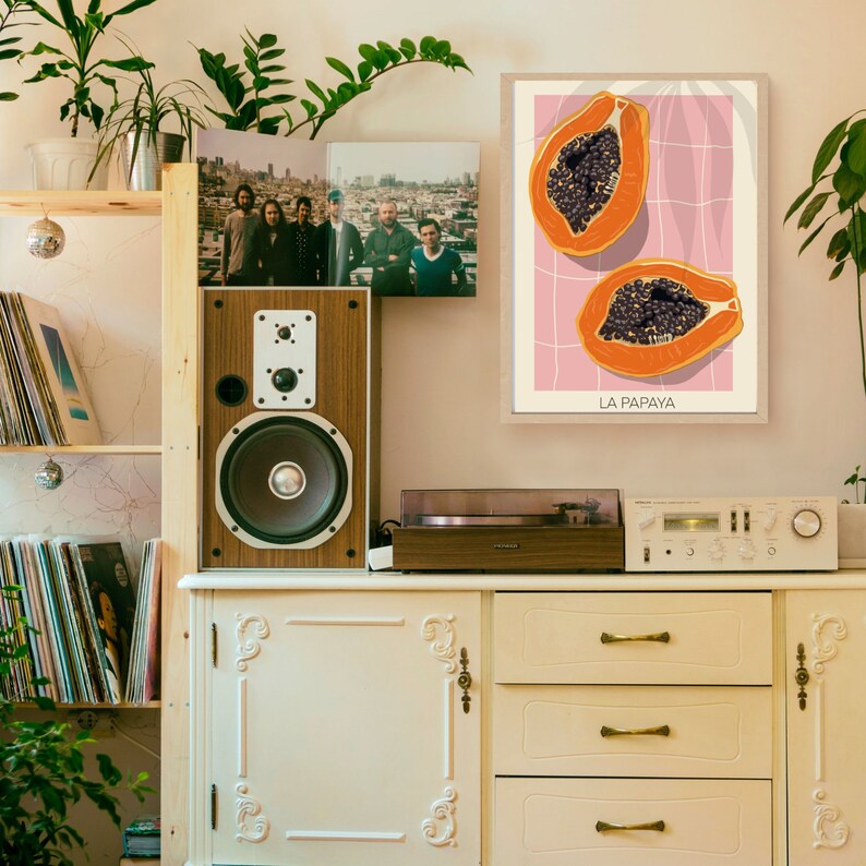Papaya | Fruit Poster | Papaya Tropical Fruit Art | French Style Art of ...