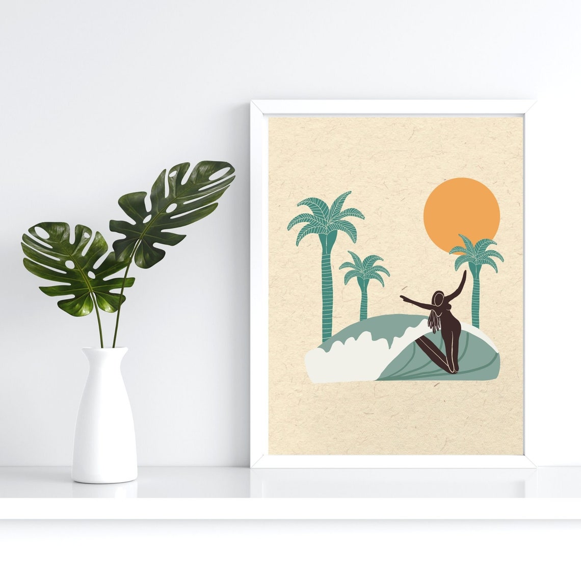 Surfing Girl Wall Art | Surfer Artwork | Home Decor Wall Art | Surfer ...